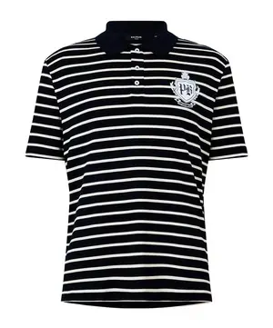 Balmain Striped Shortsleeve Polo