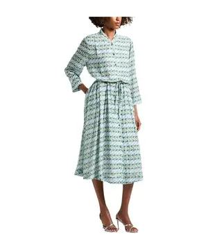 Tory Burch Colorful Satin Long-sleeve Shirt Dress