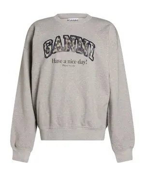 GANNI Solid-color Printed Sweatshirt - Grey