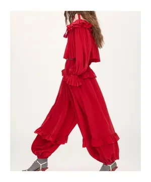 Chloé Fluid Ruffled Silk Jacquard Pants