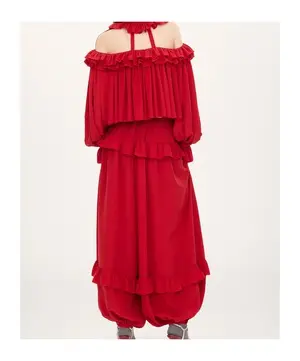 Chloé Fluid Ruffled Silk Jacquard Pants
