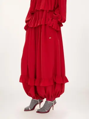 Chloé Fluid Ruffled Silk Jacquard Pants
