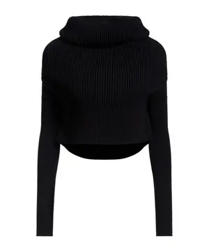 Rick Owens Solid-color Wool Turtleneck Cropped Sweater - Black