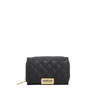 Barbour Quilted Short Wallet, Ziparound Closure - Black