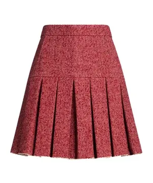 Dolce & Gabbana Herringbone Pleated Skirt - Red