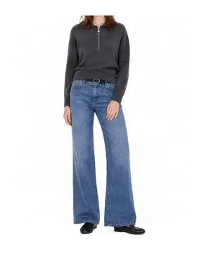 Patrizia Pepe Collared Quarter Zip Sweater With Speckled Knit And Ribbed Details
