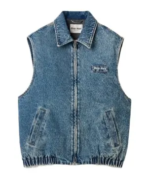 Miu Miu Washed Denim Vest - Blue