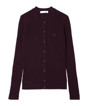 Lacoste Crewneck Knit Cardigan - Black