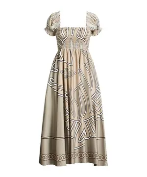 Tory Burch Multicolor Short Sleeve Dress - Nude