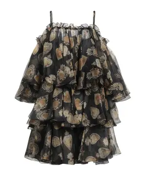 Dolce & Gabbana Tiered Ruffled Cold Shoulder Dress