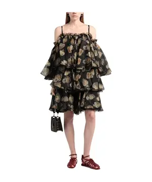 Dolce & Gabbana Tiered Ruffled Cold Shoulder Dress