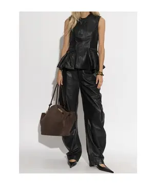 ROTATE BY BIRGER CHRISTENSEN Barrel-leg Leather Pants