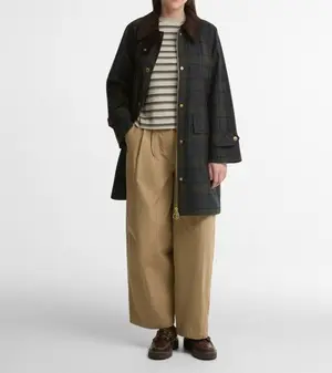Barbour Plaid Field Coat With Corduroy Collar