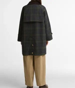 Barbour Plaid Field Coat With Corduroy Collar