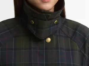Barbour Plaid Field Coat With Corduroy Collar