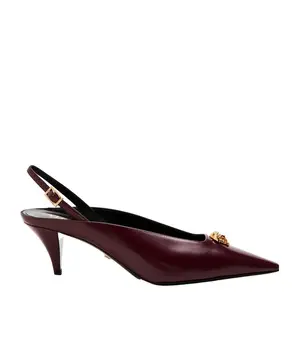 Versace Solid Color Leather Slingbacks - Black