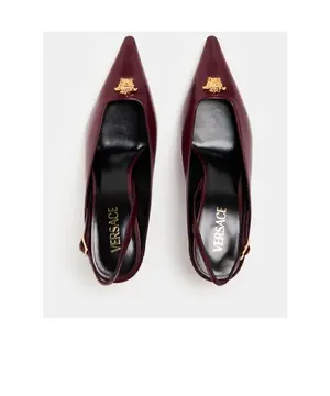 Versace Solid Color Leather Slingbacks
