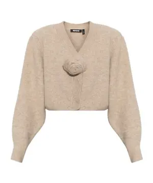ROTATE BY BIRGER CHRISTENSEN Knit Flower Cardigan - Beige
