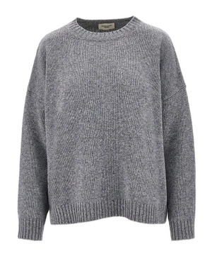 Max Mara Crew Neck Drop Shoulder Sweater - Light Grey