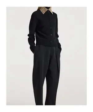 RÓHE Button-up Wool Cardigan With Detachable Cheetah Collar