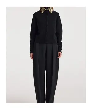 RÓHE Button-up Wool Cardigan With Detachable Cheetah Collar