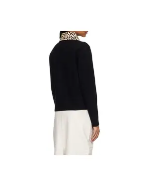 RÓHE Wool Cardigan With Detachable Cheetah Collar - Black