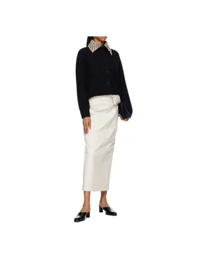 RÓHE Wool Cardigan With Detachable Cheetah Collar - Black