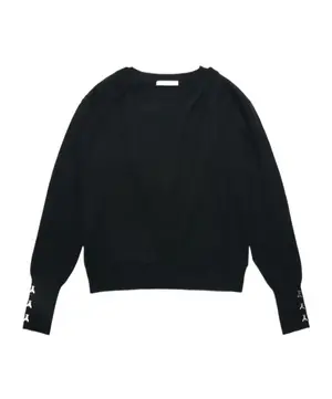 Patrizia Pepe Crew-neck Long-sleeve Knit Top - Black