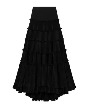 Blumarine Ruffle Detail Midi Skirt - Black