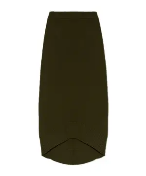 Victoria Beckham Ribbed Knit Midi Skirt - Green
