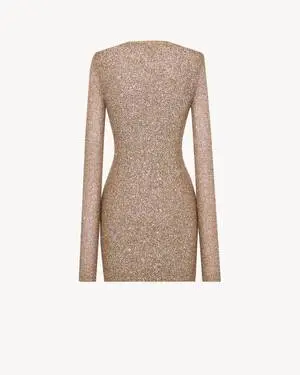 Saint Laurent Sequin Mini Dress In Knit