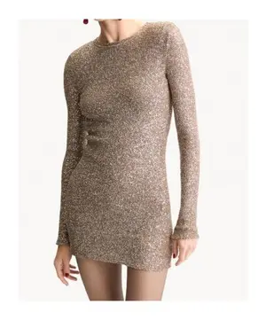 Saint Laurent Sequin Mini Dress In Knit