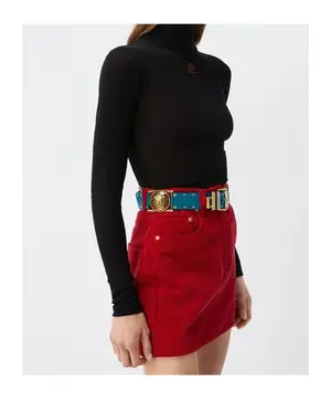 Versace Embroidered-logo Wool Knit Turtleneck Sweater