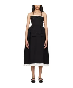 SHUSHU/TONG Two-tone Strapless Midi Dress