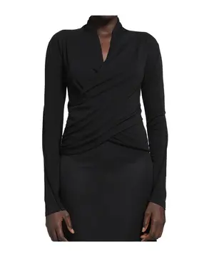 THOM KROM Ruched Wrap-style Jersey - Black