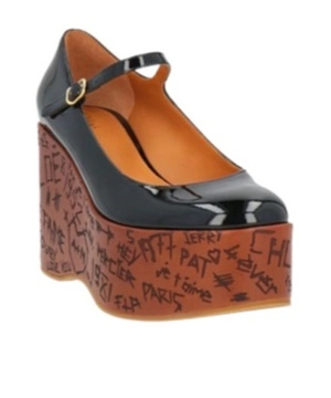 Chloé Patent Leather Mary Jane Platform Wedge Shoes