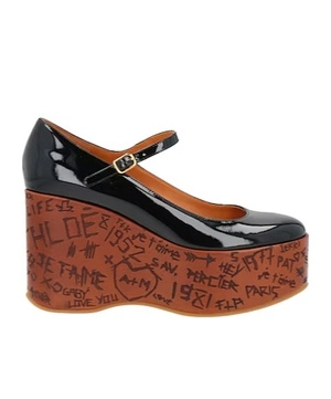 Chloé Patent Leather Mary Jane Platform Wedge Shoes