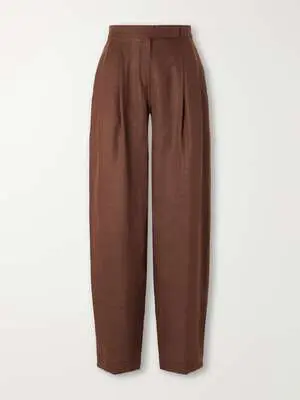ANDRES OTALORA Pleated Linen Tapered Trousers