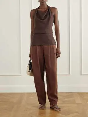 ANDRES OTALORA Pleated Linen Tapered Trousers