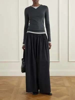 ST. AGNI Organic Cotton-poplin Wide-leg Pants