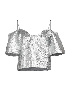 GANNI Metallic Off-the-shoulder Top