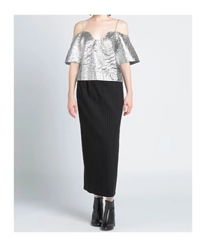 GANNI Metallic Off-the-shoulder Top