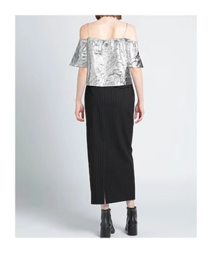GANNI Metallic Off-the-shoulder Top