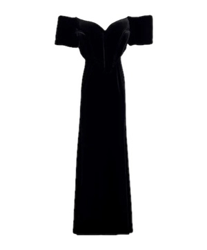 Burberry Off-the-shoulder Velvet Gown With Short Sleeves