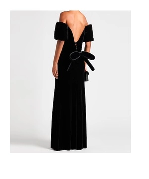 Burberry Off-the-shoulder Velvet Gown With Short Sleeves