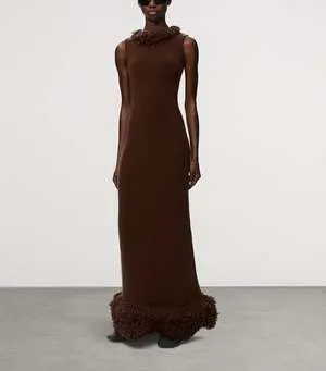 Loewe Wool-blend Mini Dress With Fur-stitch Trim
