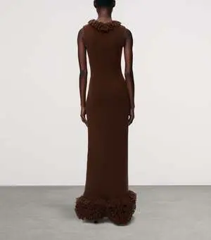 Loewe Wool-blend Mini Dress With Fur-stitch Trim