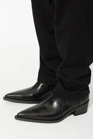 Rick Owens Leather Ankle Boots ‘pointed Sliver