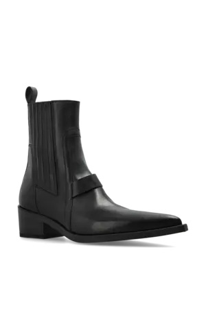 Rick Owens Leather Ankle Boots ‘pointed Sliver