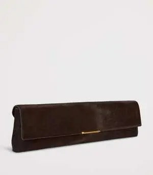 Balmain Long Leather Pony-effect Clutch Bag
